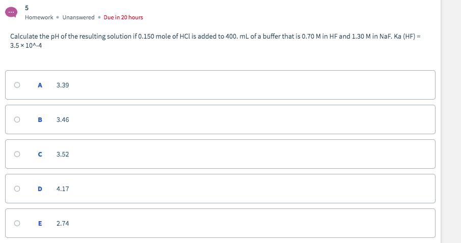 Solved Homework. Unanswered. Due in 20 hours Calculate the | Chegg.com