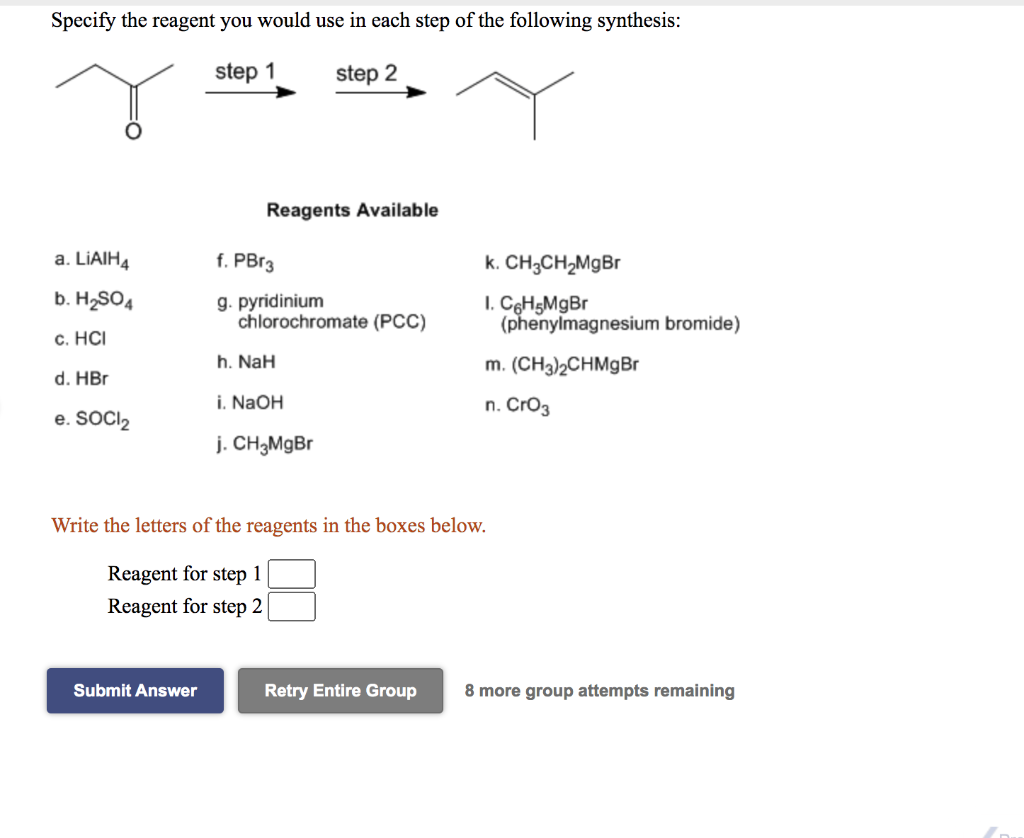 Solved Specify the reagent you would use in each step of the | Chegg.com