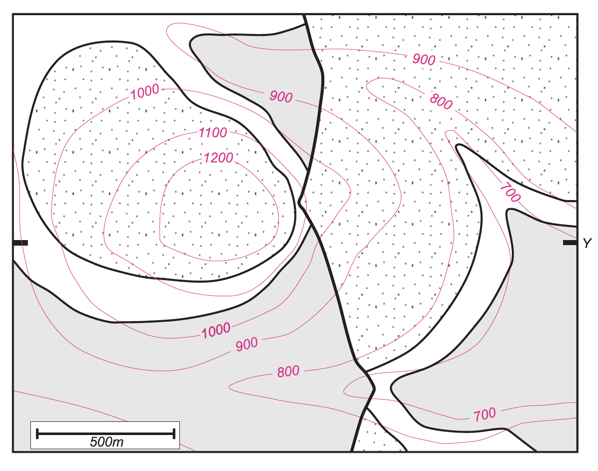 Solved The map on shows a fault cutting three sedimentary | Chegg.com
