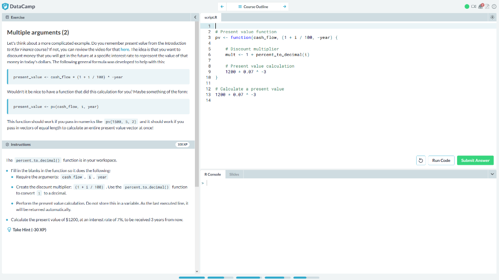 Solved DataCamp ECourse Outline Exercise scriptR 1 Multiple | Chegg.com