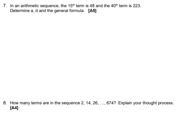 Solved 7. In an arithmetic sequence, the 15th term is 48 and | Chegg.com