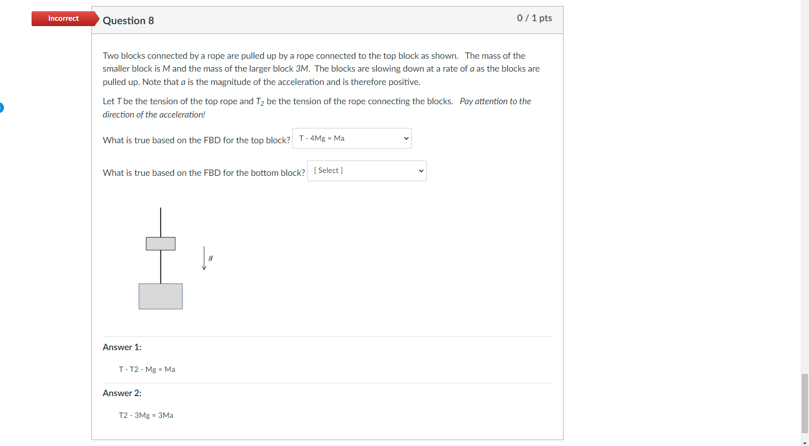 Solved Two blocks connected by a rope are pulled up by a | Chegg.com