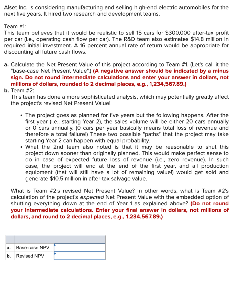 Solved Alset Inc. is considering manufacturing and selling | Chegg.com