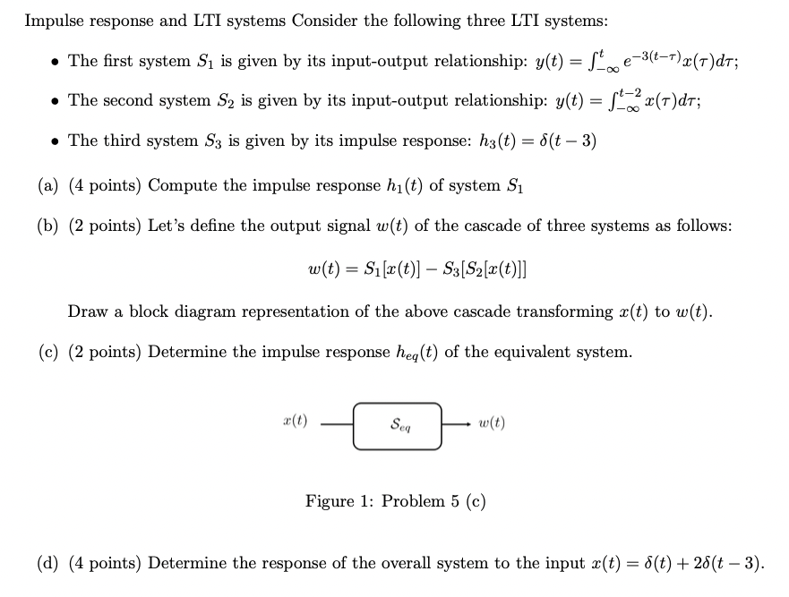 Solved Impulse response and LTI systems Consider the | Chegg.com