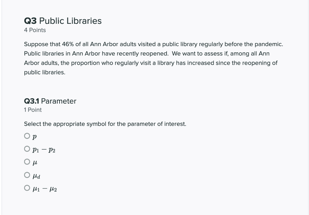 Solved Q3 Public Libraries 4 Points Suppose that 46% of all | Chegg.com