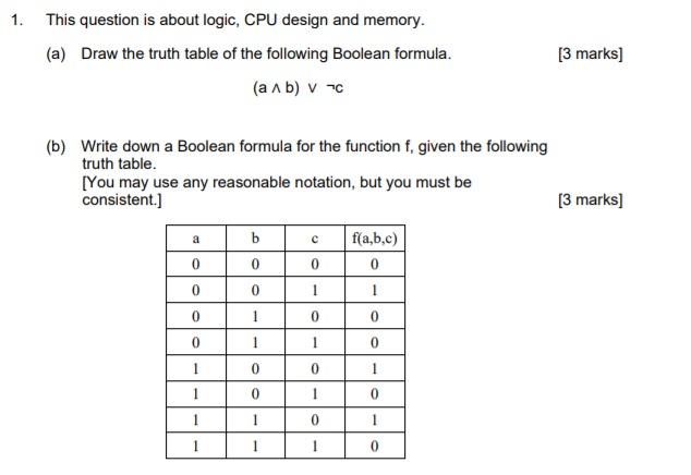 Solved 1. This question is about logic, CPU design and | Chegg.com