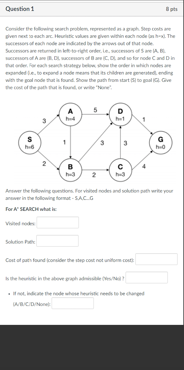 Solved Question 1 Consider the following search problem, | Chegg.com