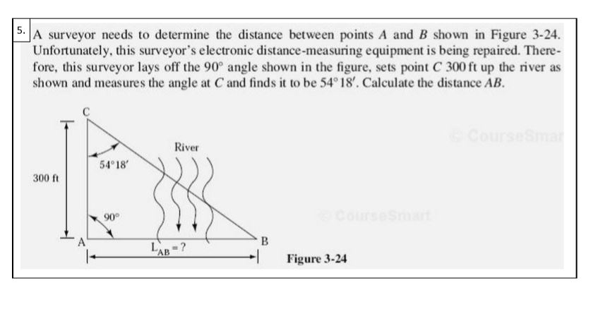 Solved A surveyor needs to determine the distance between | Chegg.com