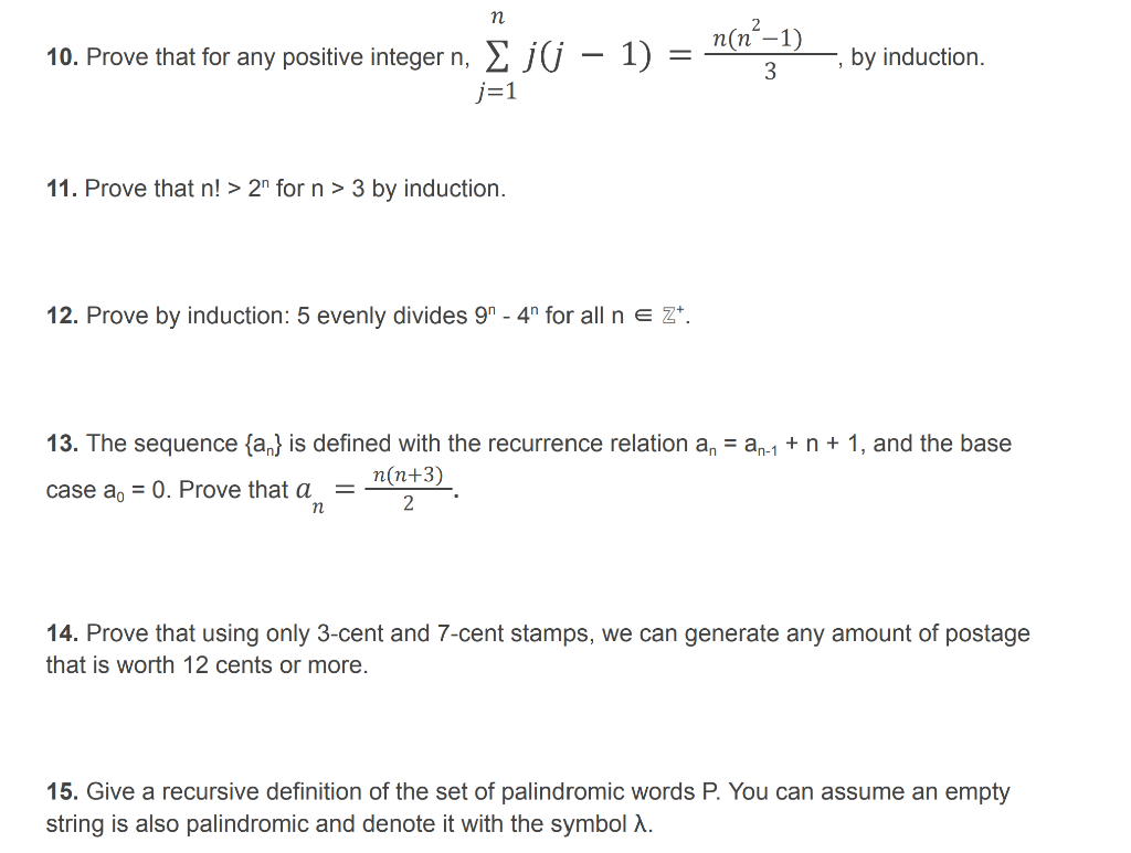 Solved 10. Prove that for any positive integer | Chegg.com