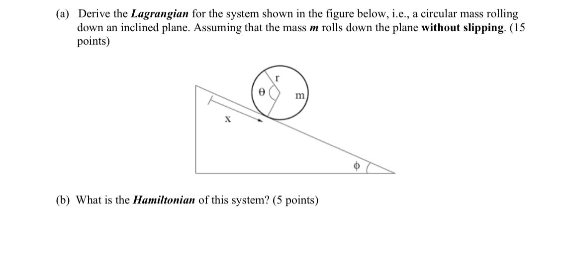 Solved (a) Derive the Lagrangian for the system shown in the | Chegg.com