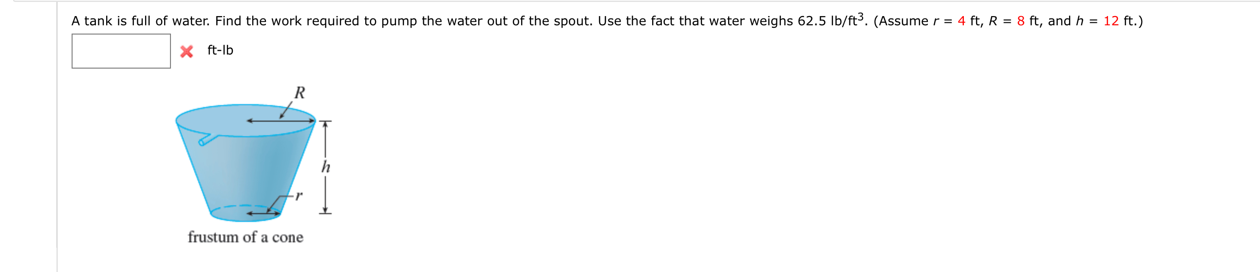 Solved A tank is full of water. Find the work required to | Chegg.com