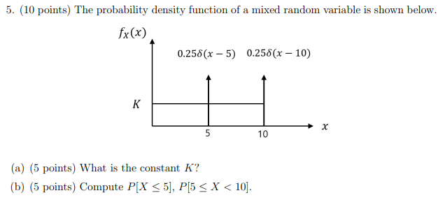 Solved 5. (10 points) The probability density function of a | Chegg.com