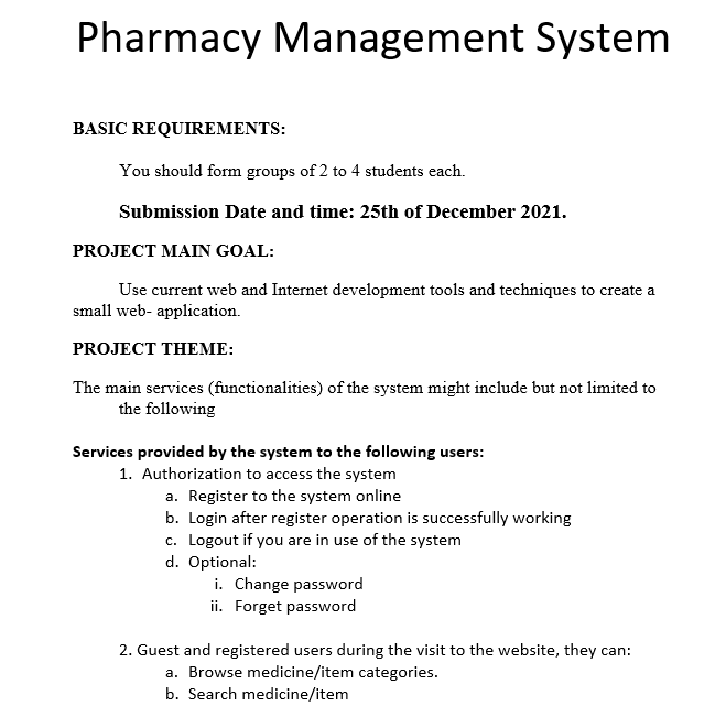 Solved Pharmacy Management System BASIC REQUIREMENTS: You | Chegg.com