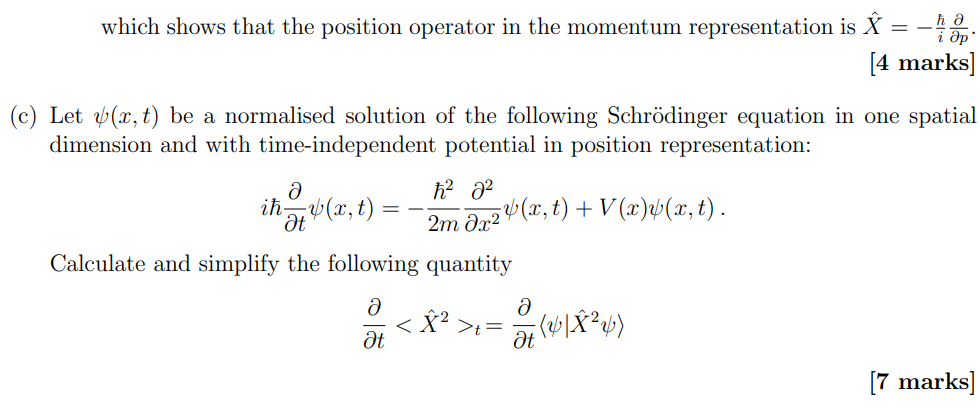 Solved ha which shows that the position operator in the | Chegg.com