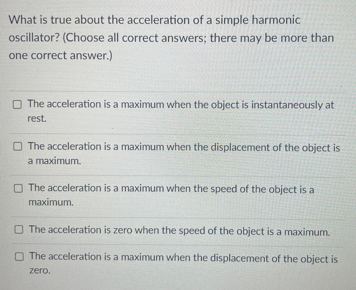 Solved What is true about the acceleration of a simple | Chegg.com