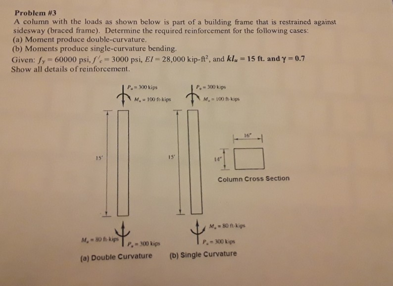 Problem #3 A column with the loads as shown below is | Chegg.com