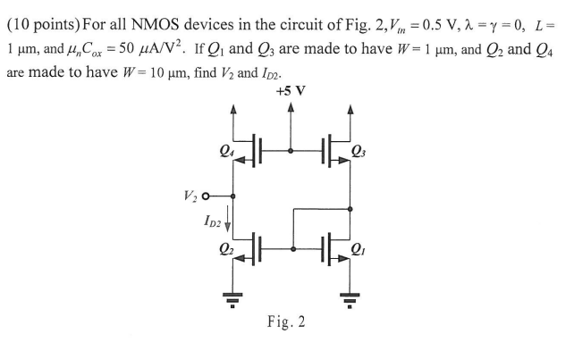 Solved (10 points) For all NMOS devices in the circuit of | Chegg.com