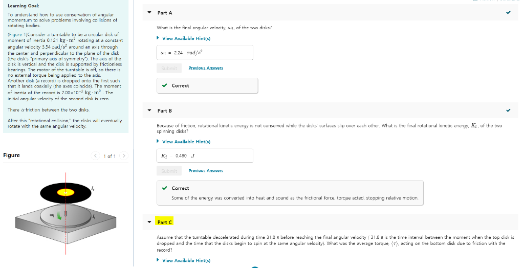 Solved Part A What is the final angular velocity, we of the | Chegg.com
