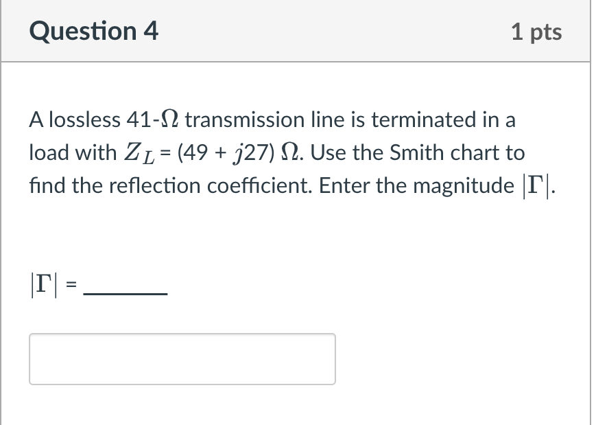 Solved Question 41 ﻿ptsA lossless 41-Ω ﻿transmission line is | Chegg.com