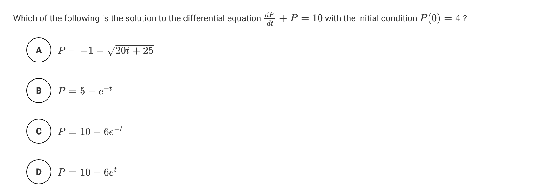 Solved Which of the following is the solution to the | Chegg.com