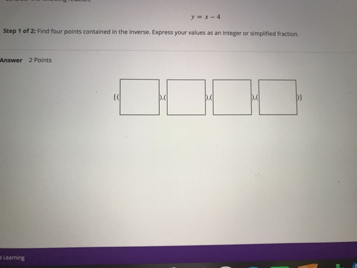 Solved Consider the following relation. y 2x2 -5 Step 1 of | Chegg.com