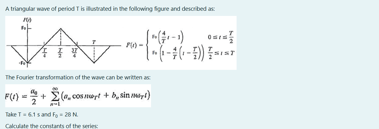 Solved A triangular wave of ﻿period T is ﻿illustrated in | Chegg.com