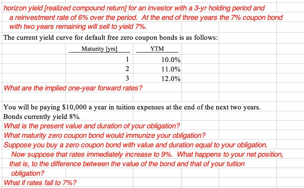 horizon yield [realized compound return] for an | Chegg.com