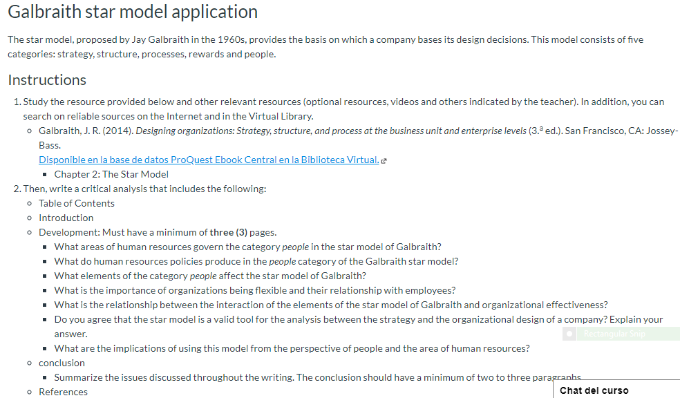 Solved Galbraith star model application The star model, | Chegg.com