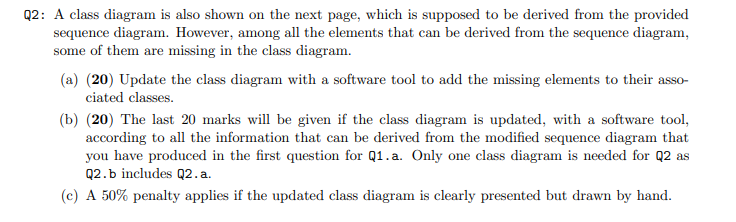 Solved 2: A class diagram is also shown on the next page, | Chegg.com
