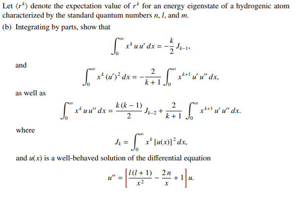 Solved Let (r) denote the expectation value of rk for an | Chegg.com