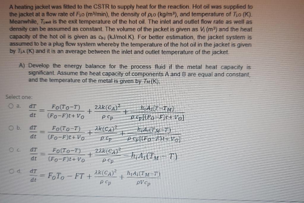 Solved Component A is converted to component B in | Chegg.com