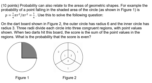 Solved (10 points) Probability can also relate to the areas | Chegg.com