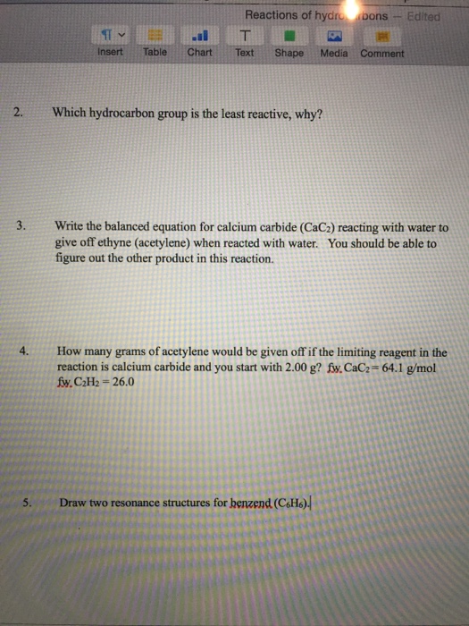 Solved Which hydrocarbon group is the least reactive, why? | Chegg.com