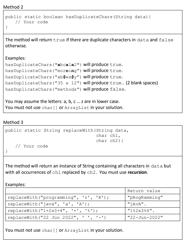 Solved Question 1 Write a Java program containing the static | Chegg.com