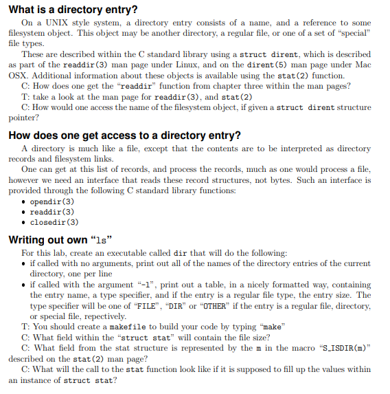 Solved What is a directory entry? On a UNIX style system, a | Chegg.com