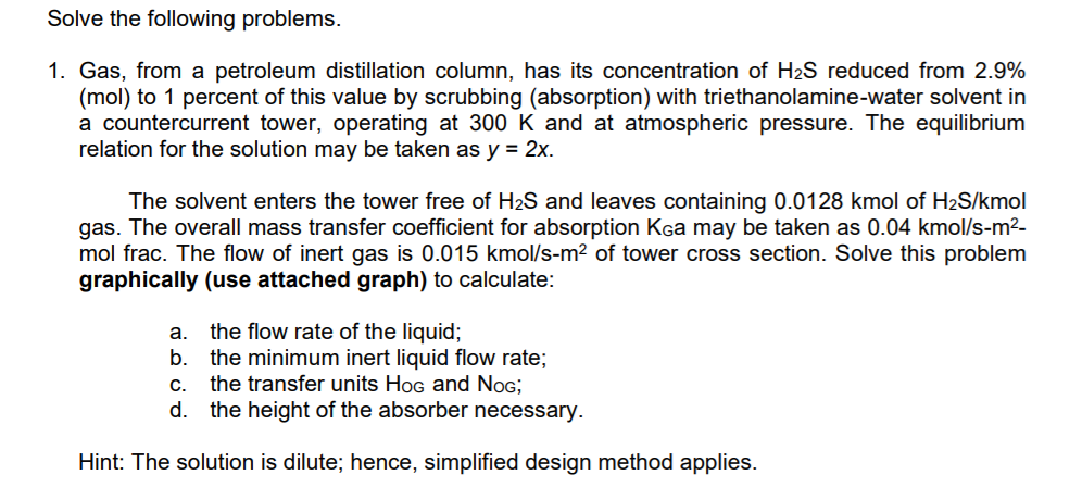 Solved Solve the following problems. 1. Gas, from a | Chegg.com