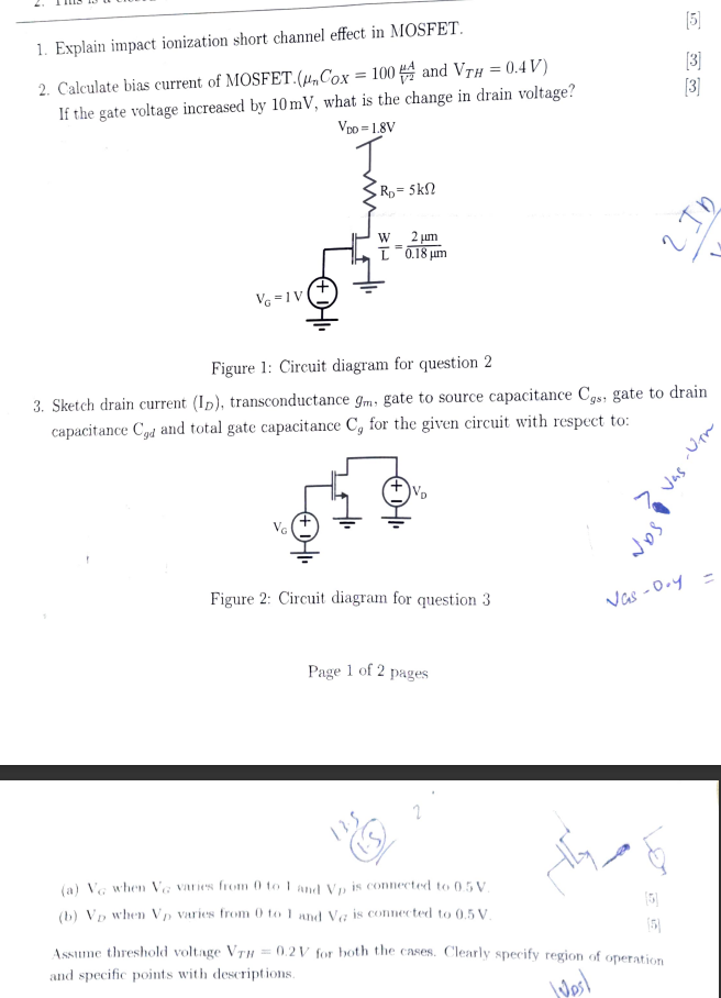 1. Explain impact ionization short channel effect in | Chegg.com