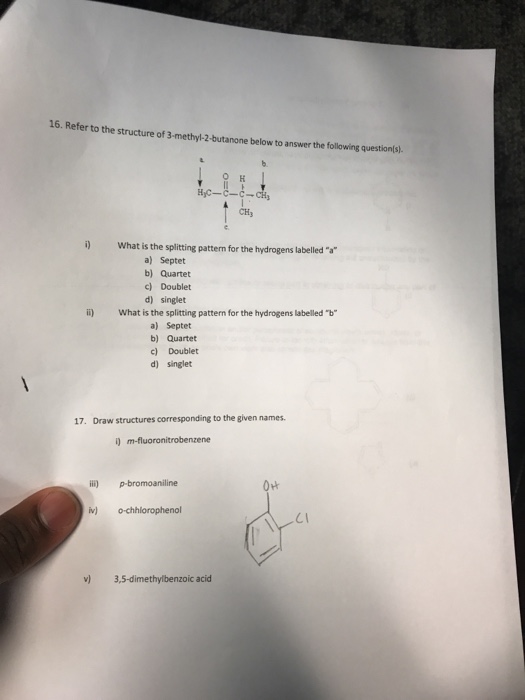 Solved Refer to the structure of 3-methyl-2-butanone below | Chegg.com