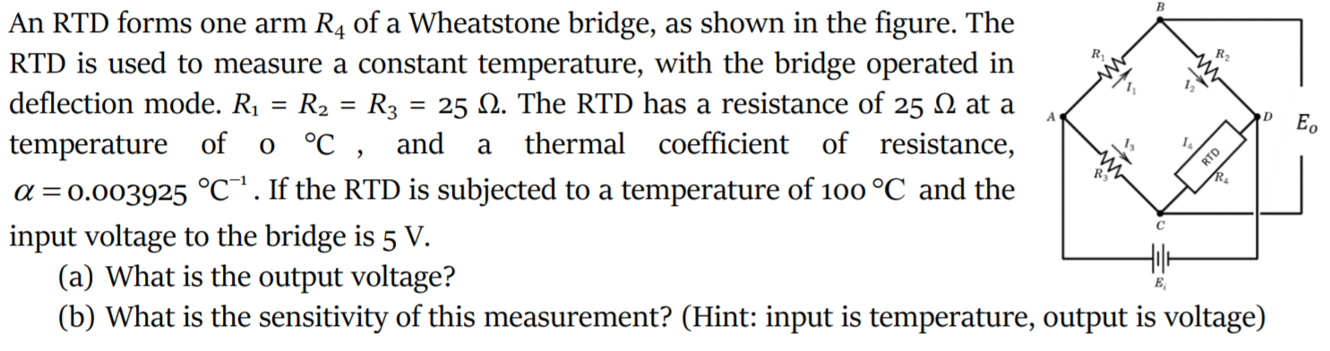 Solved RTD An RTD forms one arm R4 of a Wheatstone bridge, | Chegg.com