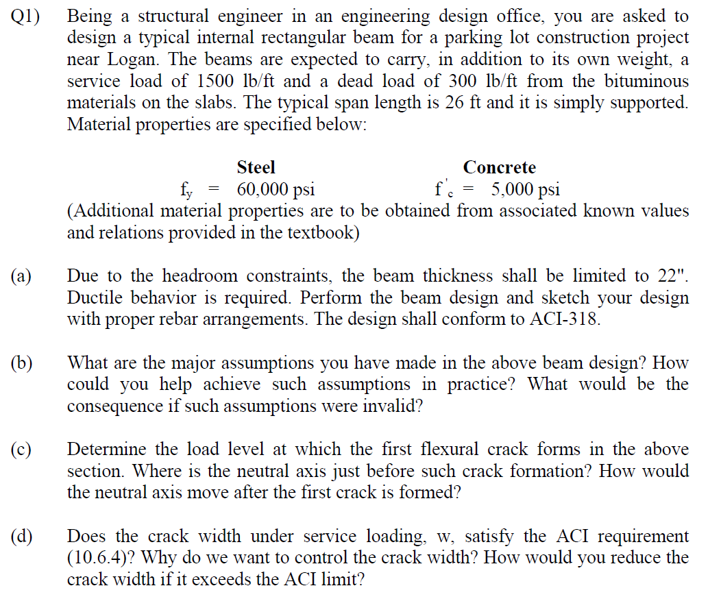 Solved Being a structural engineer in an engineering design | Chegg.com