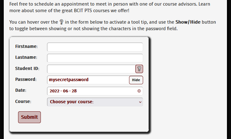 Solved REQUIREMENTS Write an HTML form that includes the | Chegg.com