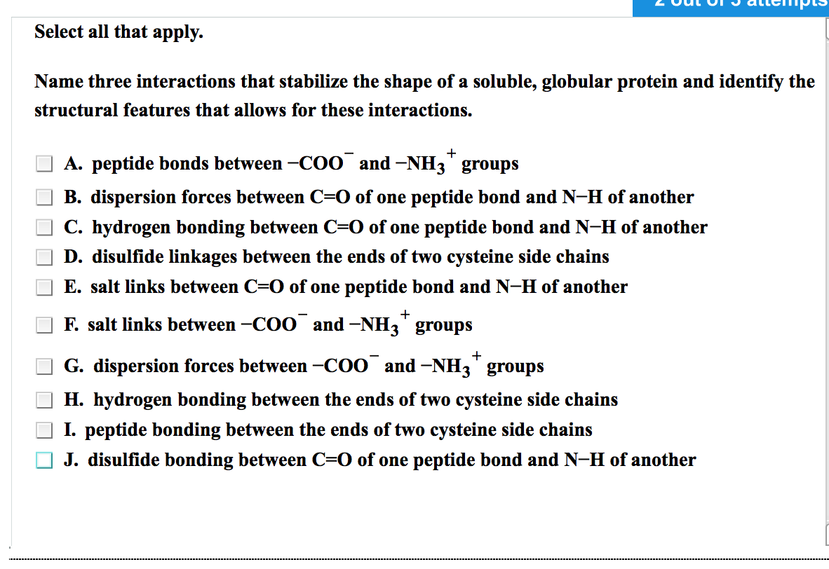 Solved Select all that apply. Name three interactions that | Chegg.com