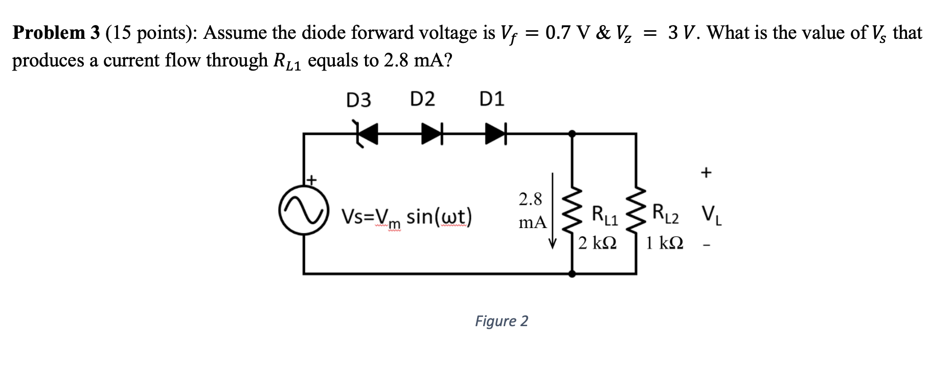 Solved Problem 3 (15 ﻿points): Assume the diode forward | Chegg.com