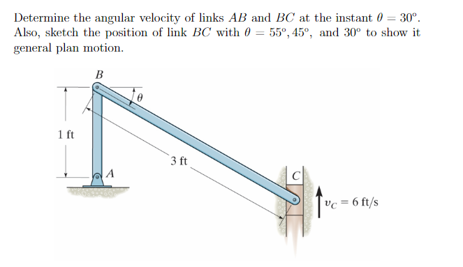 Solved Determine the angular velocity of links AB and BC at | Chegg.com