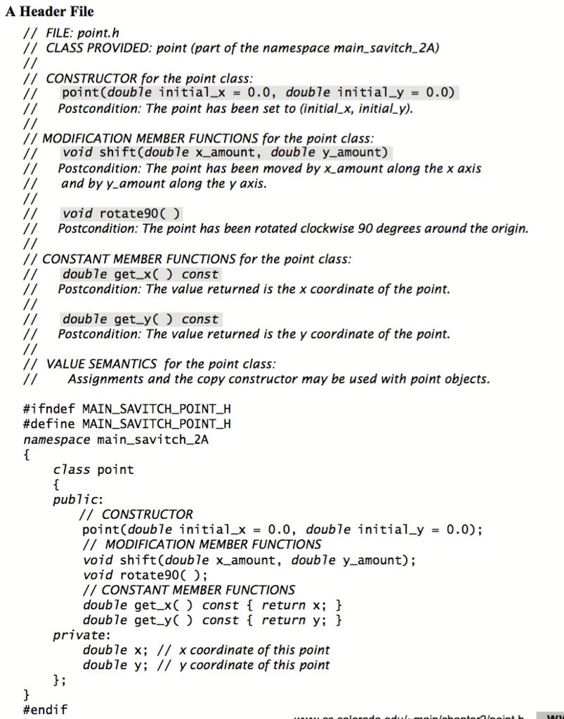 Solved For The Point Class Implement The Overloaded