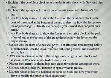 Solved - Explain if the pendulum clock travels under inertia | Chegg.com
