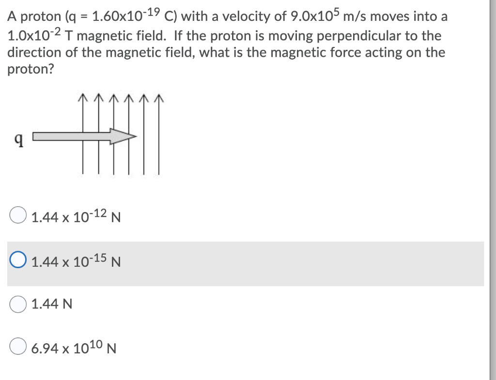 Solved A proton (q = 1.60x10-19 C) with a velocity of | Chegg.com