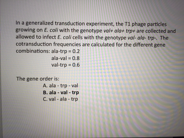 Solved In a generalized transduction experiment, the T1 | Chegg.com
