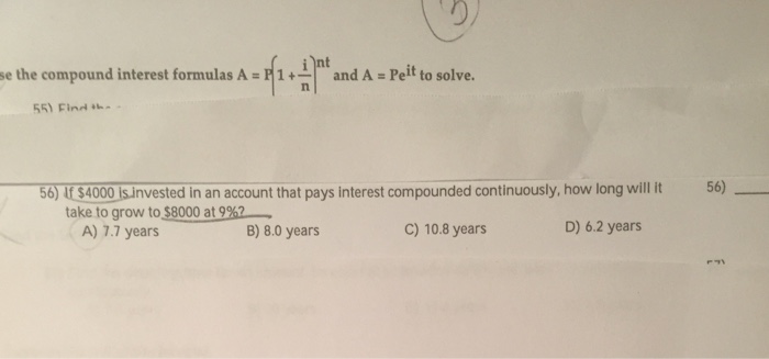 Solved Use the compound interest formulas A = P(1 + i/n)^nt | Chegg.com
