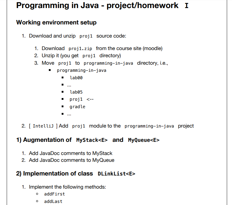 Programming in Java - project/homework I Working | Chegg.com